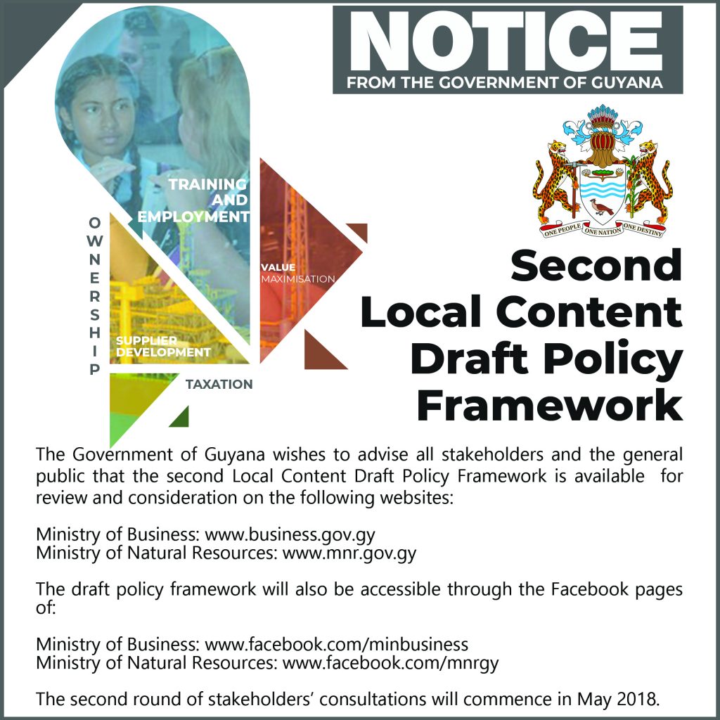 NOTICE: SECOND DRAFT LOCAL CONTENT POLICY FRAMEWORK - Ministry of ...