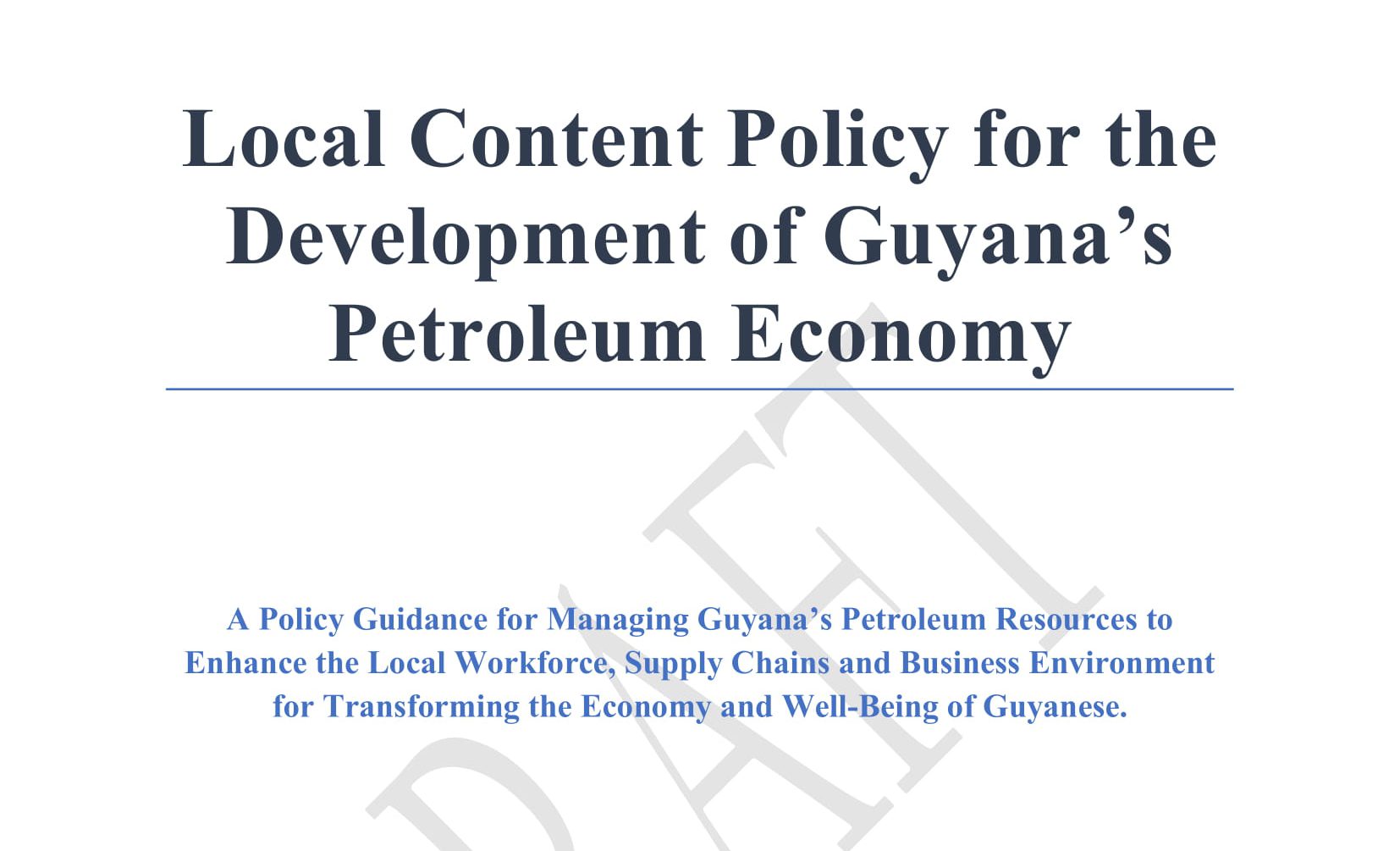 Draft Local Content Policy (LCP) - Ministry of Natural Resources (MNR)