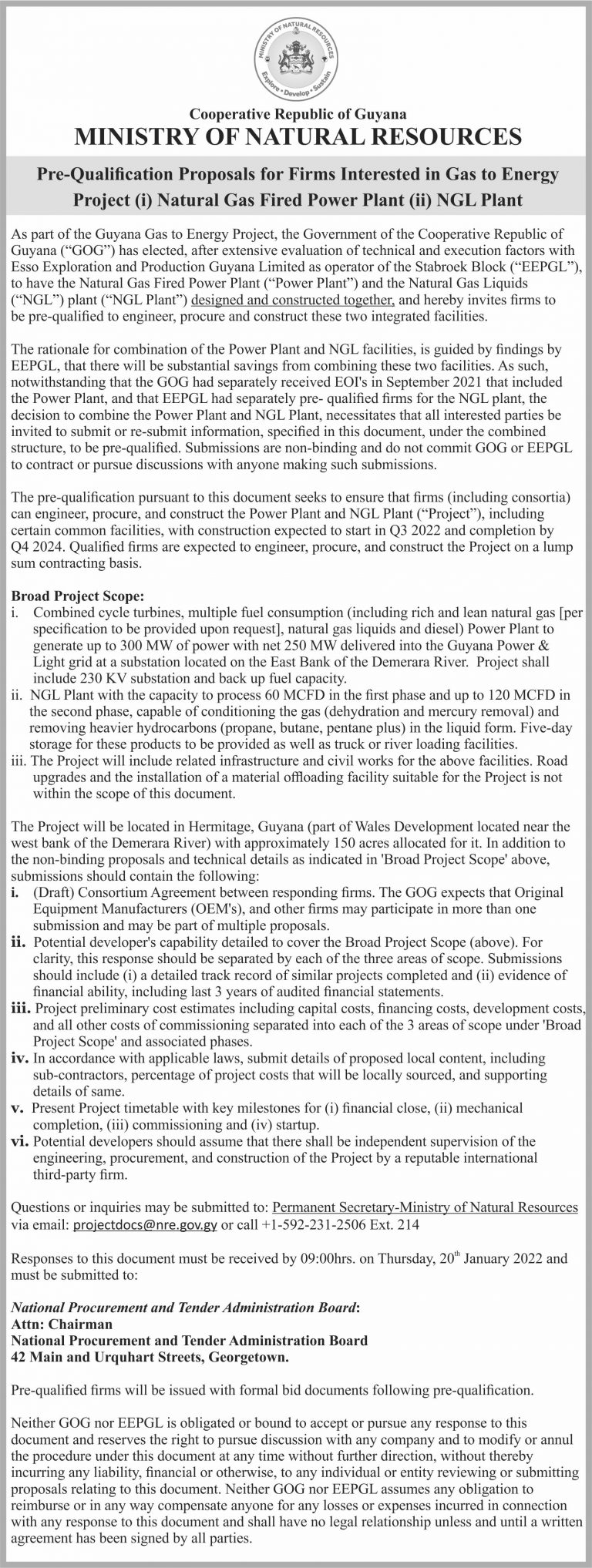 Pre-Qualification Proposals for Firms Interested in Gas to Energy ...